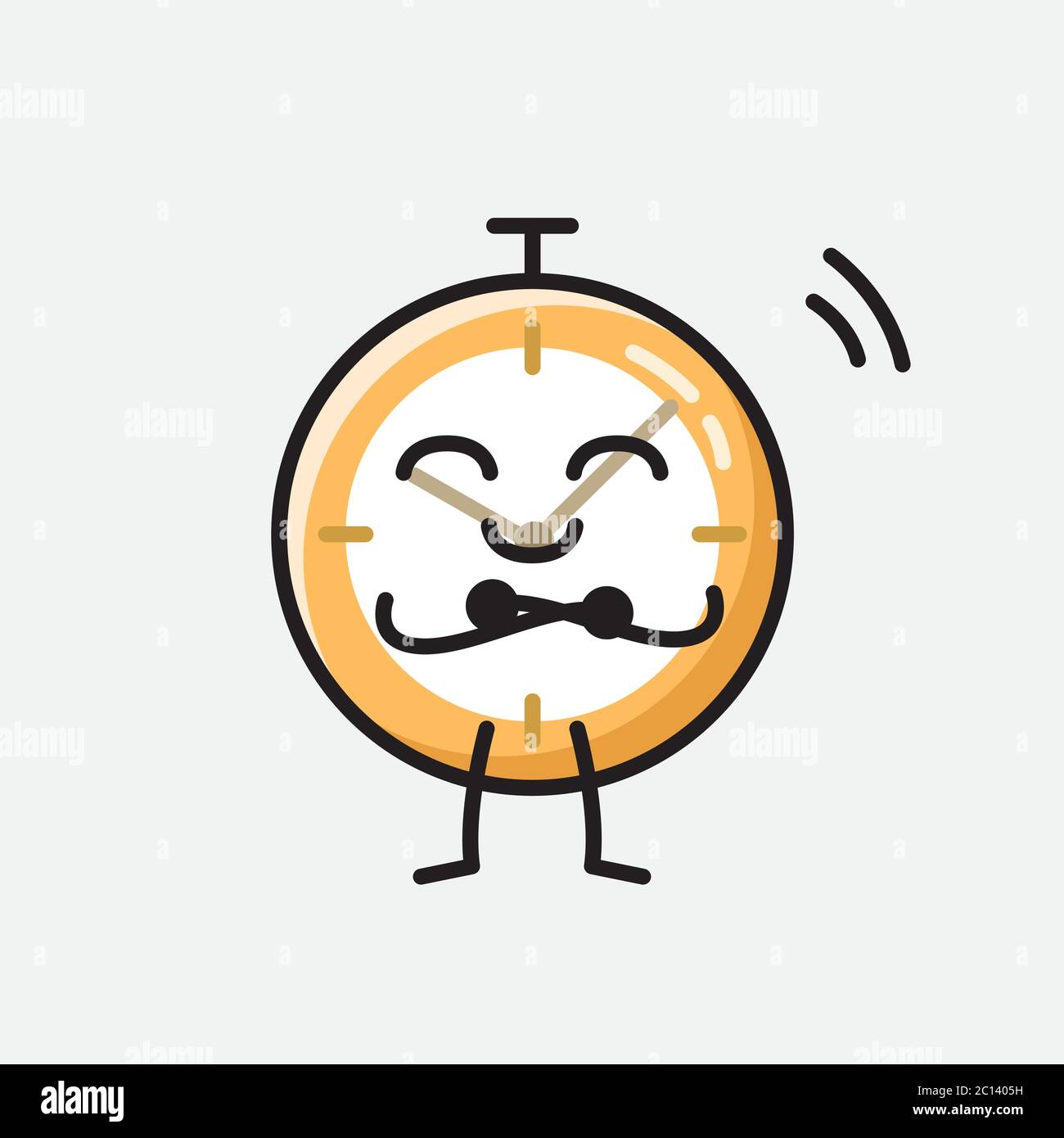 An illustration of Cute Clock Mascot Vector Character in Flat Design ...