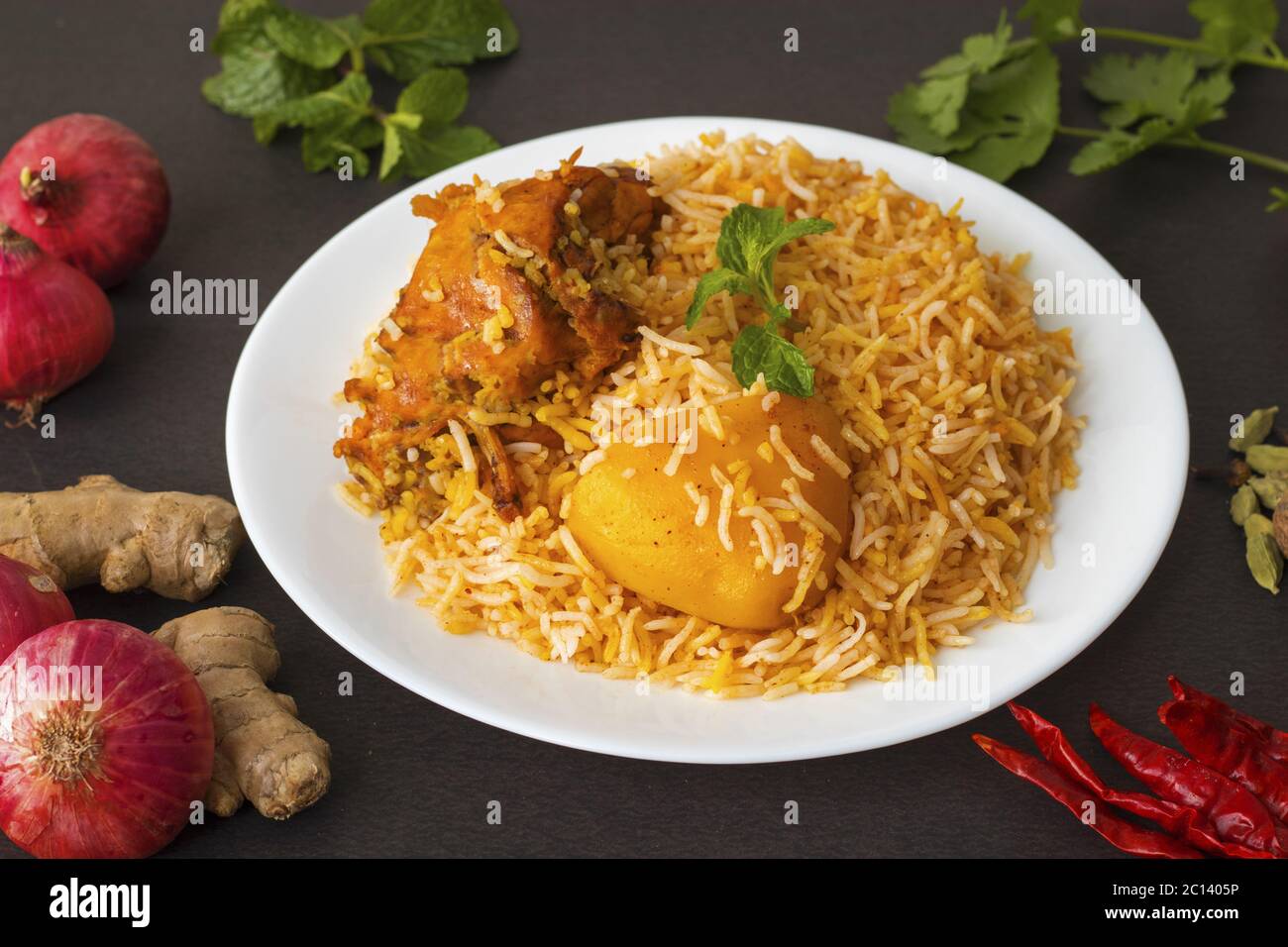 Chicken Biryani Indian Asian rice meal Stock Photo - Alamy