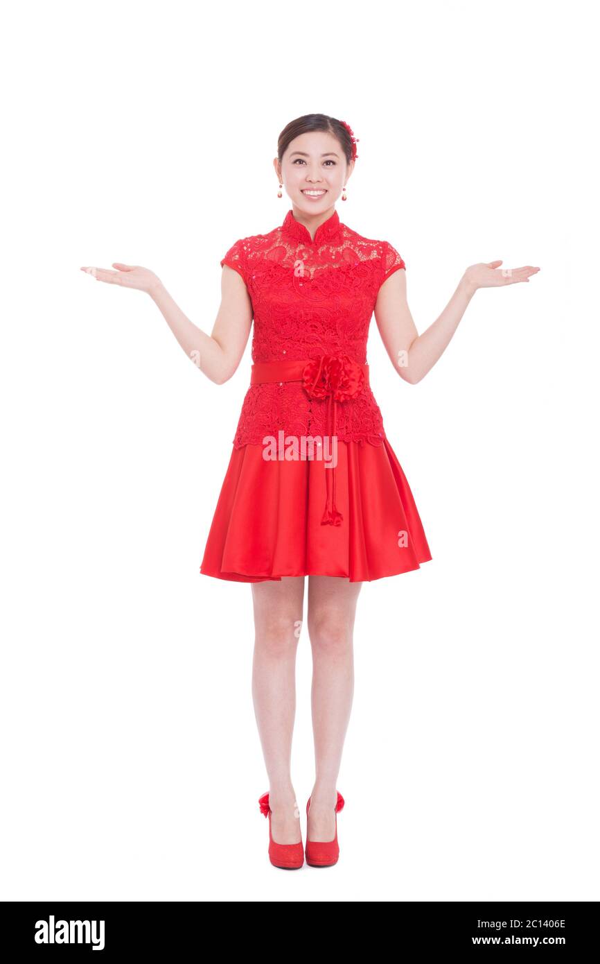 Asian woman in cheongsam Cut Out Stock Images & Pictures - Alamy
