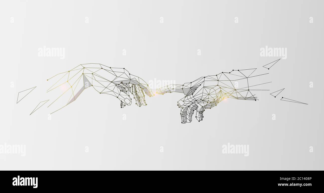 Illustration of two hands touching each other with fingers Stock Vector ...