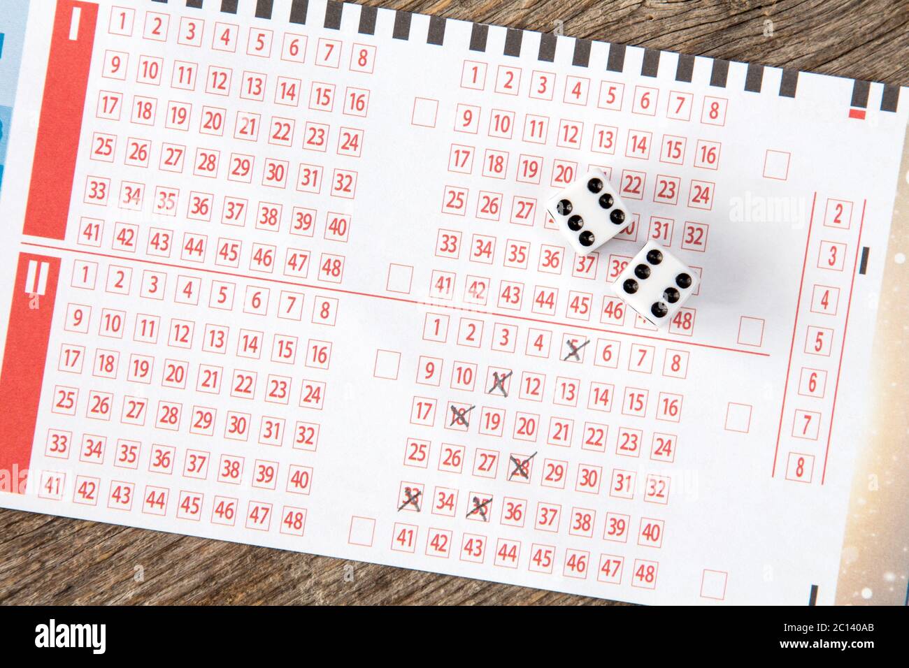 Lottery ticket with two dices Stock Photo - Alamy