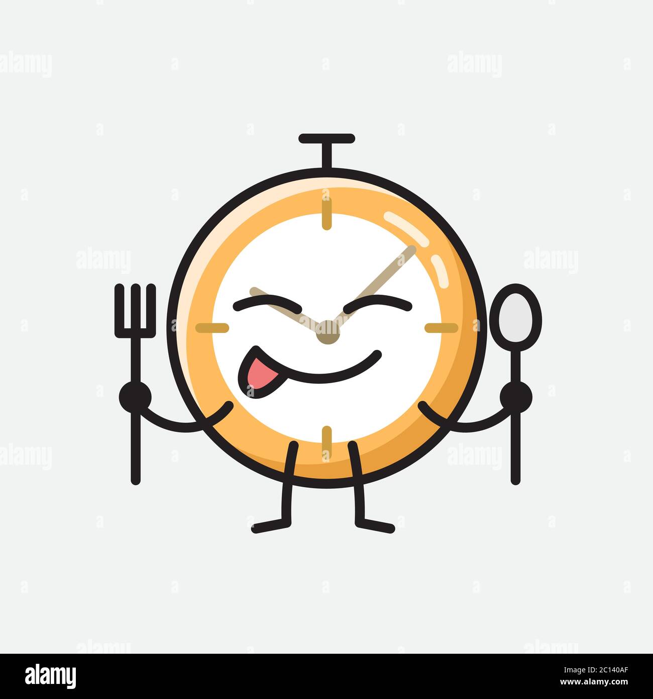 An illustration of Cute Clock Mascot Vector Character in Flat Design ...