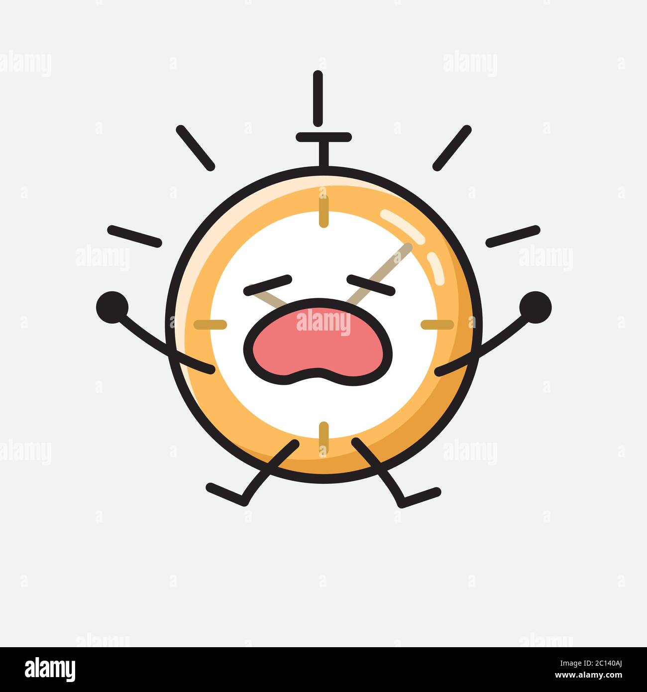 An illustration of Cute Clock Mascot Vector Character in Flat Design ...