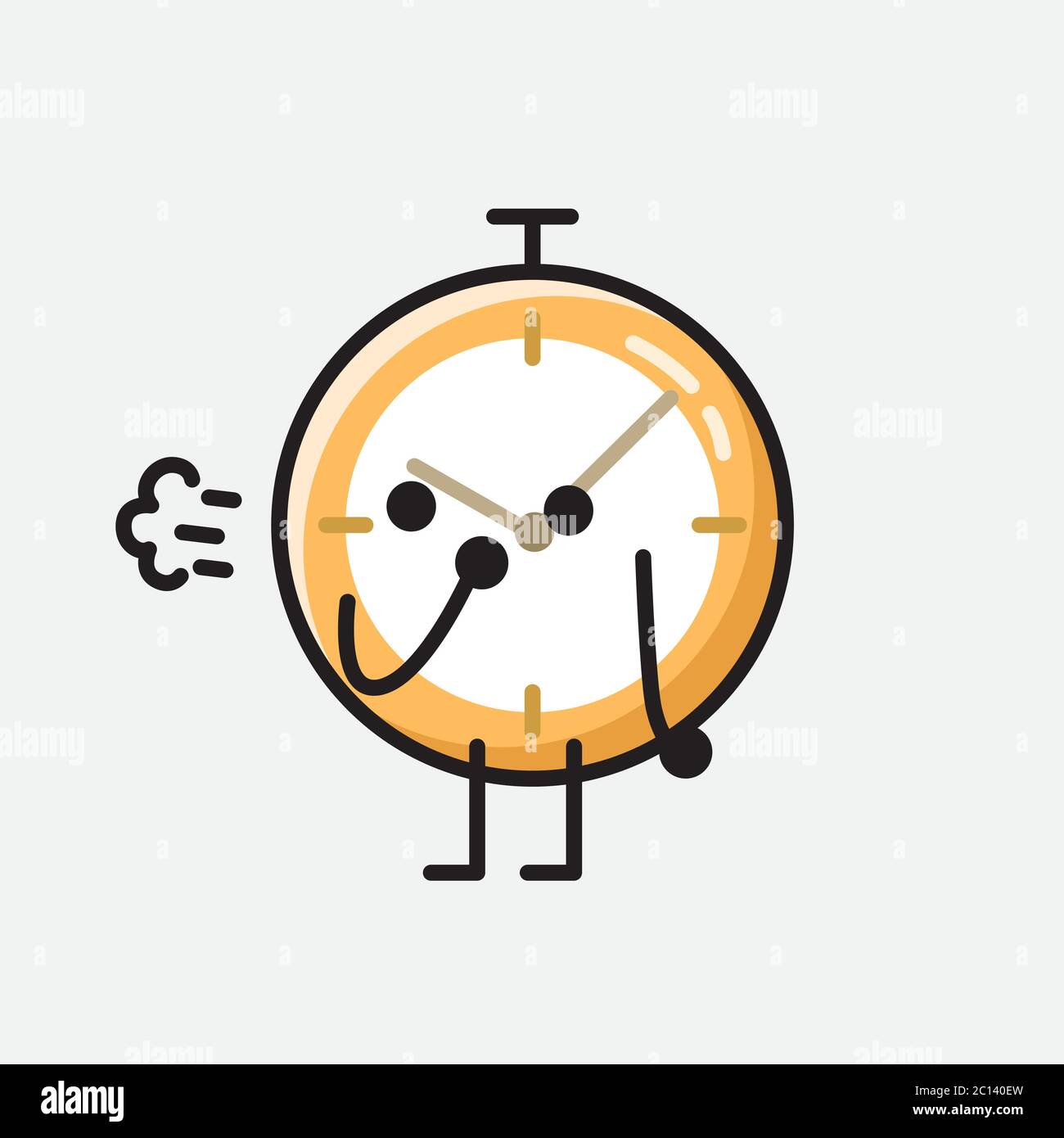 An illustration of Cute Clock Mascot Vector Character in Flat Design ...