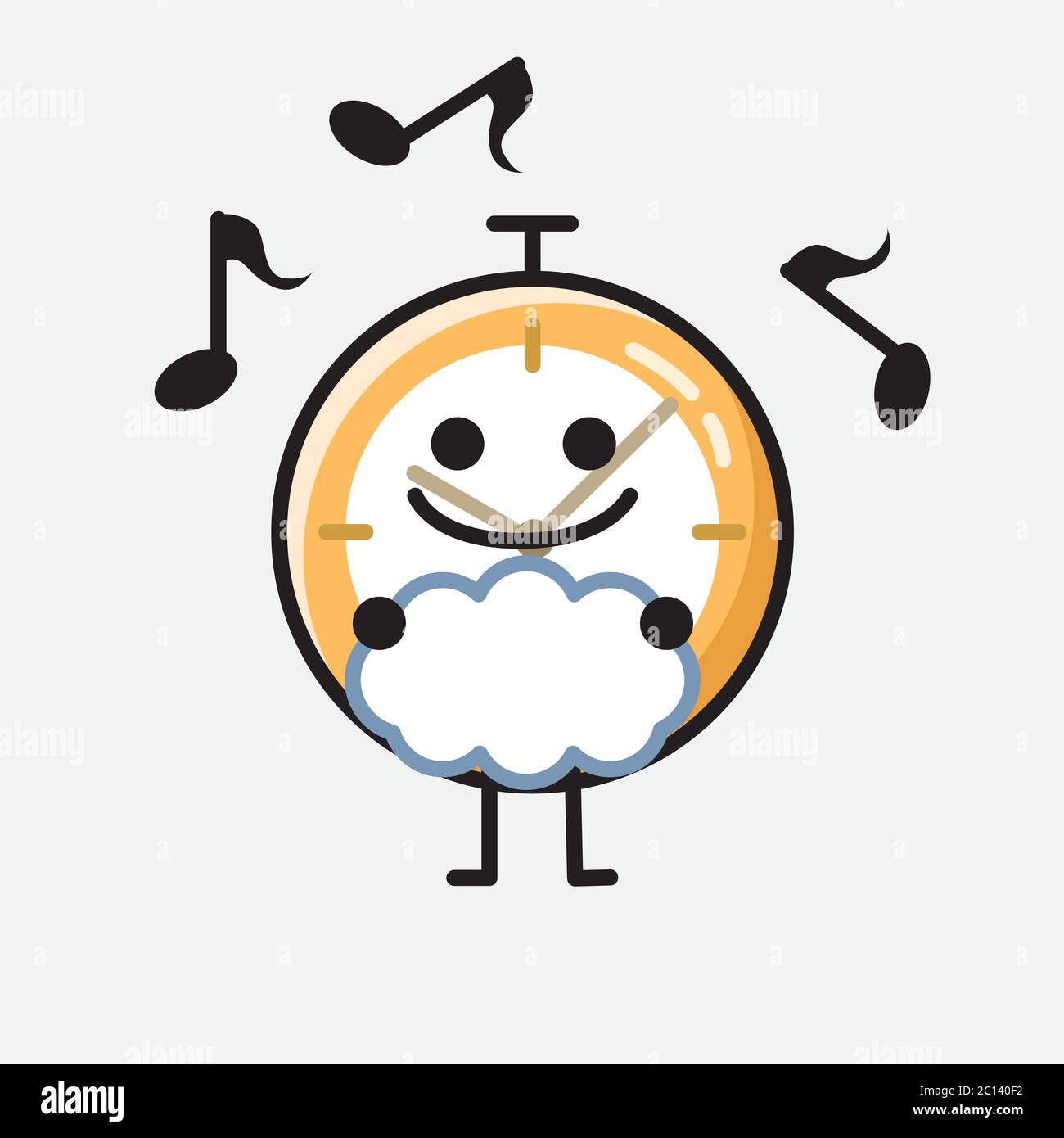 An illustration of Cute Clock Mascot Vector Character in Flat Design ...