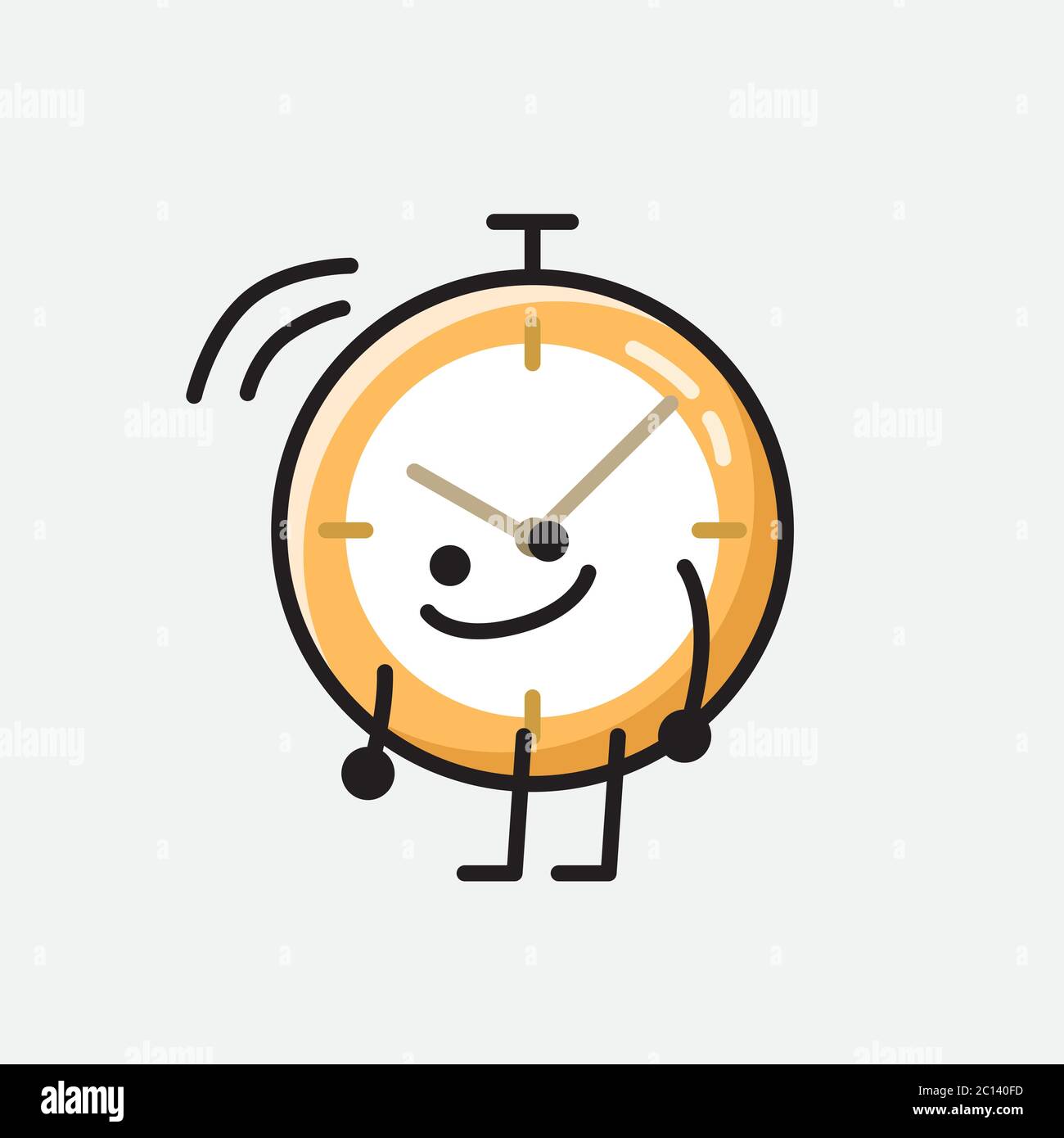 An illustration of Cute Clock Mascot Vector Character in Flat Design ...