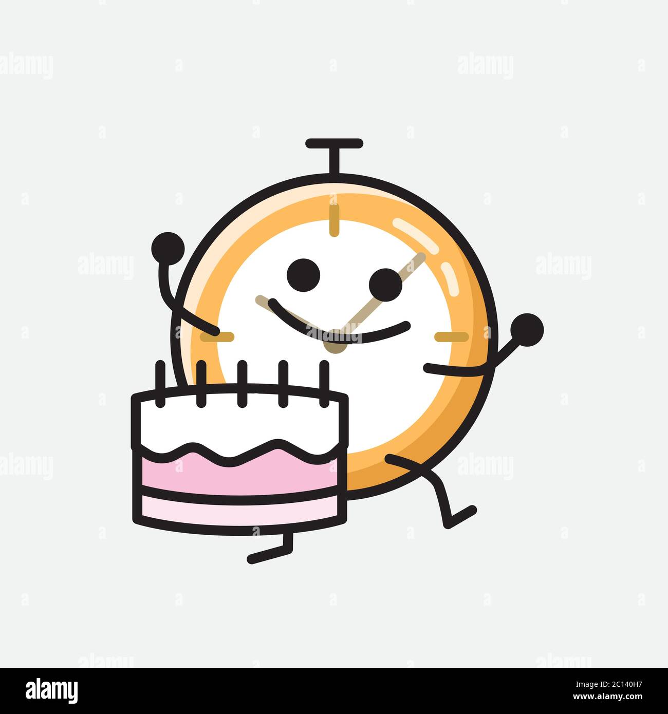 An illustration of Cute Clock Mascot Vector Character in Flat Design ...
