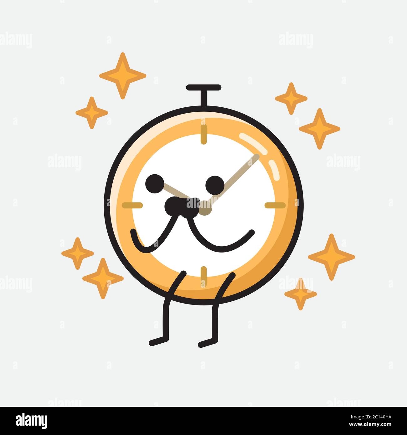 An illustration of Cute Clock Mascot Vector Character in Flat Design ...