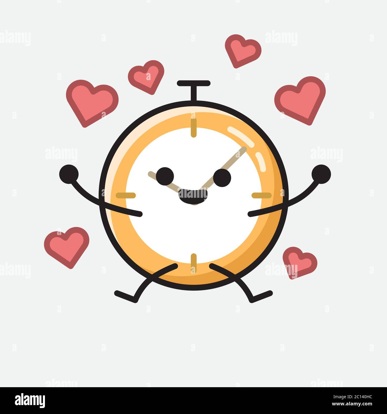 An illustration of Cute Clock Mascot Vector Character in Flat Design ...