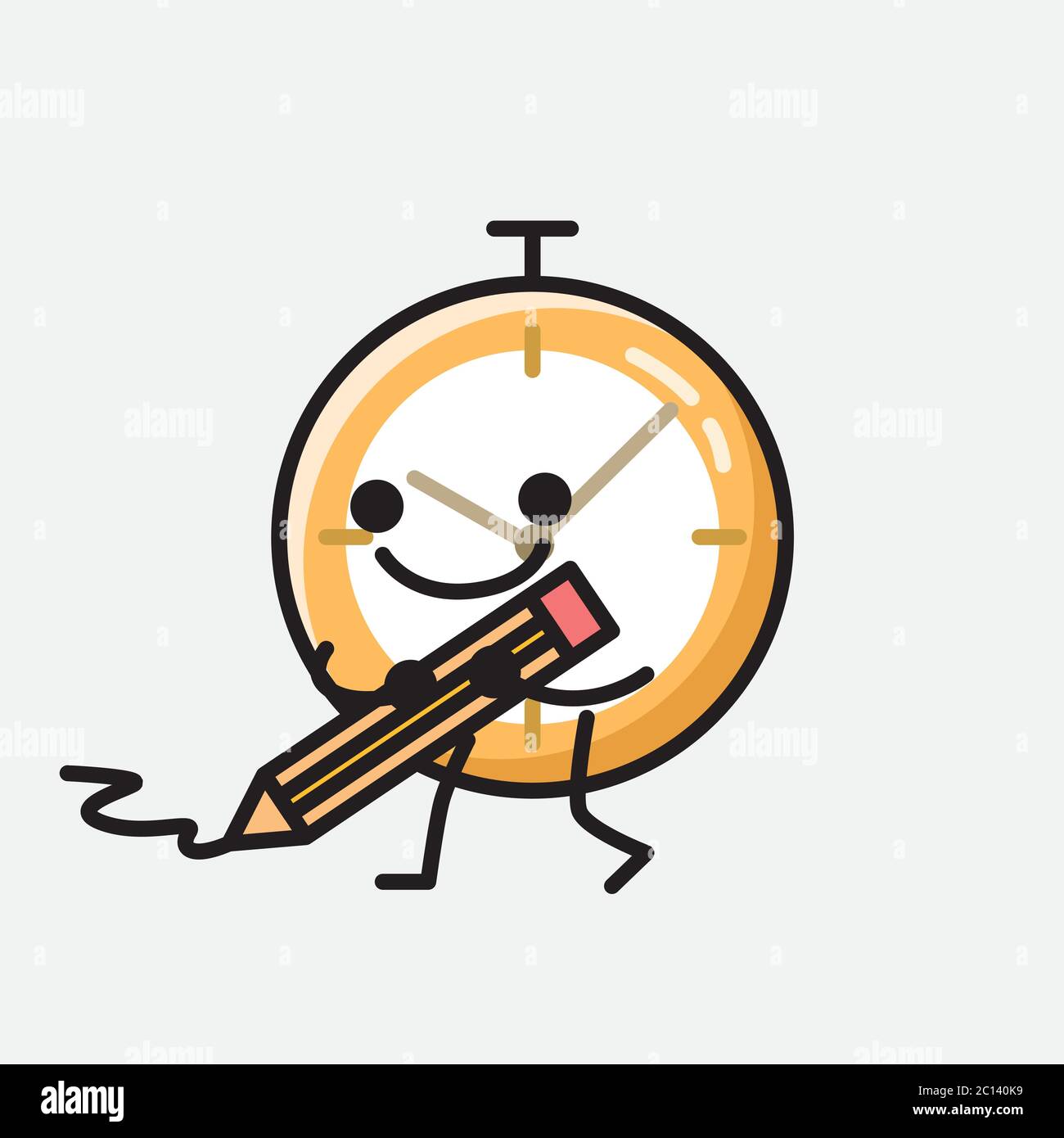 An illustration of Cute Clock Mascot Vector Character in Flat Design ...