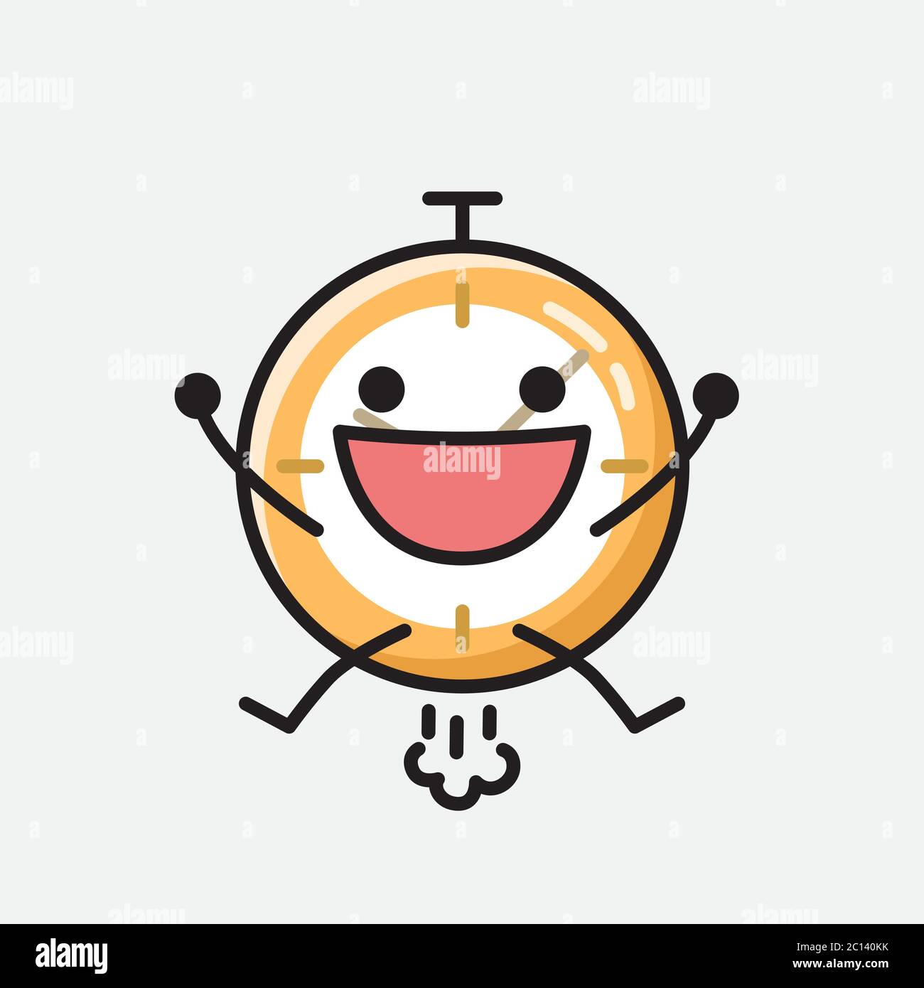 An illustration of Cute Clock Mascot Vector Character in Flat Design ...
