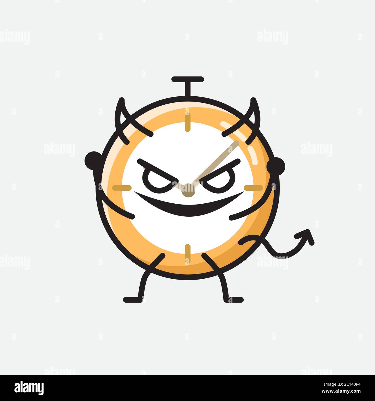 An illustration of Cute Clock Mascot Vector Character in Flat Design ...
