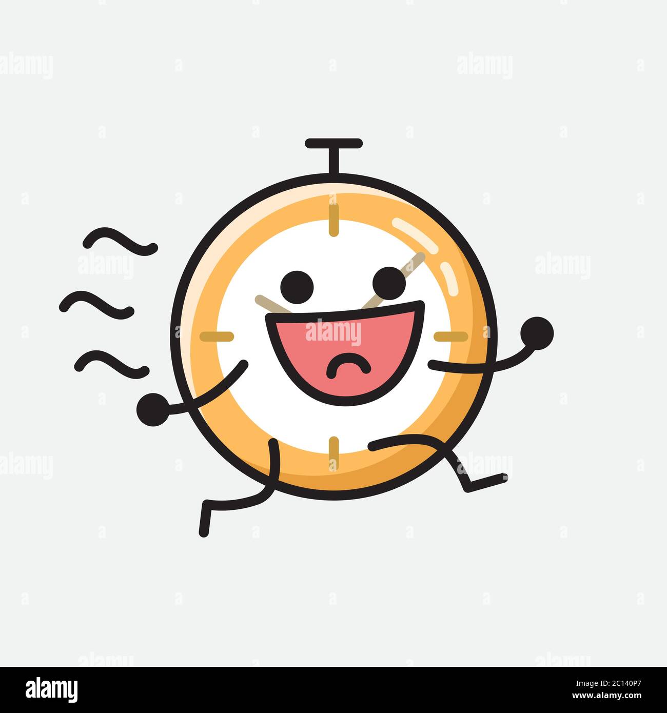 An illustration of Cute Clock Mascot Vector Character in Flat Design ...