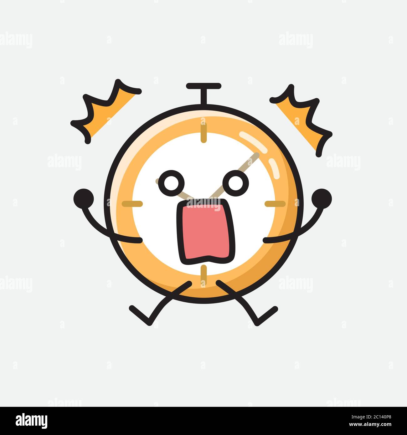 An illustration of Cute Clock Mascot Vector Character in Flat Design ...