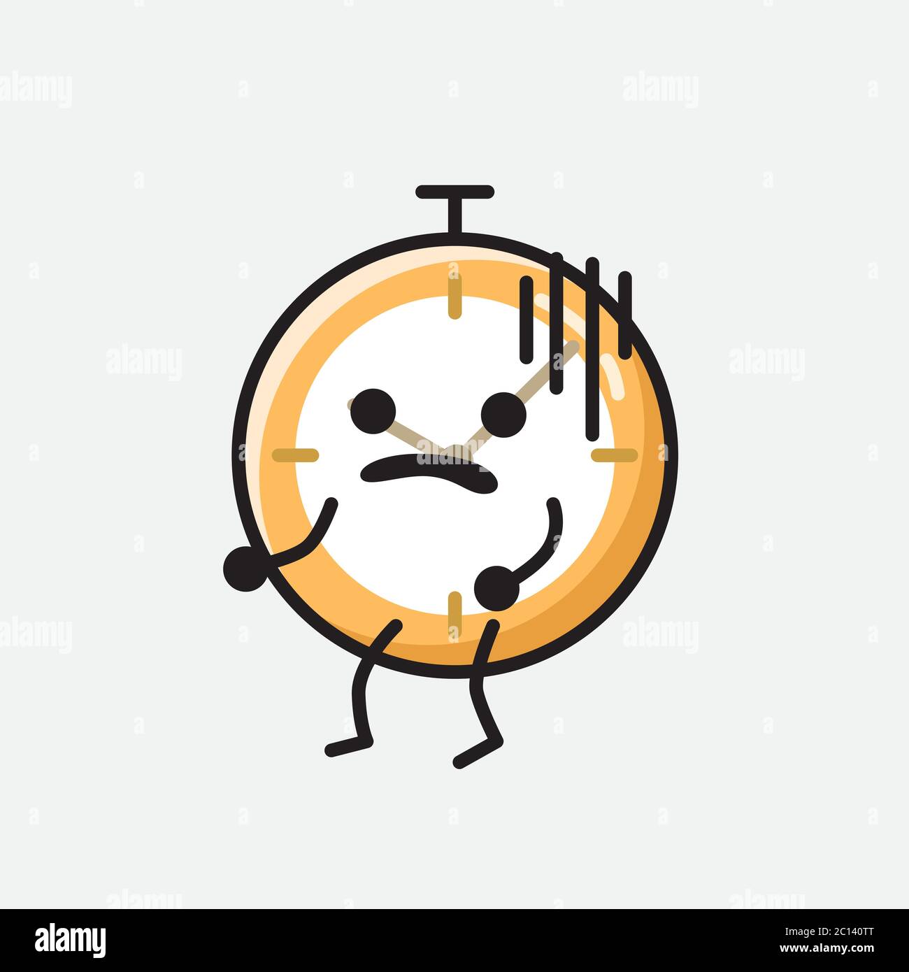 An illustration of Cute Clock Mascot Vector Character in Flat Design ...