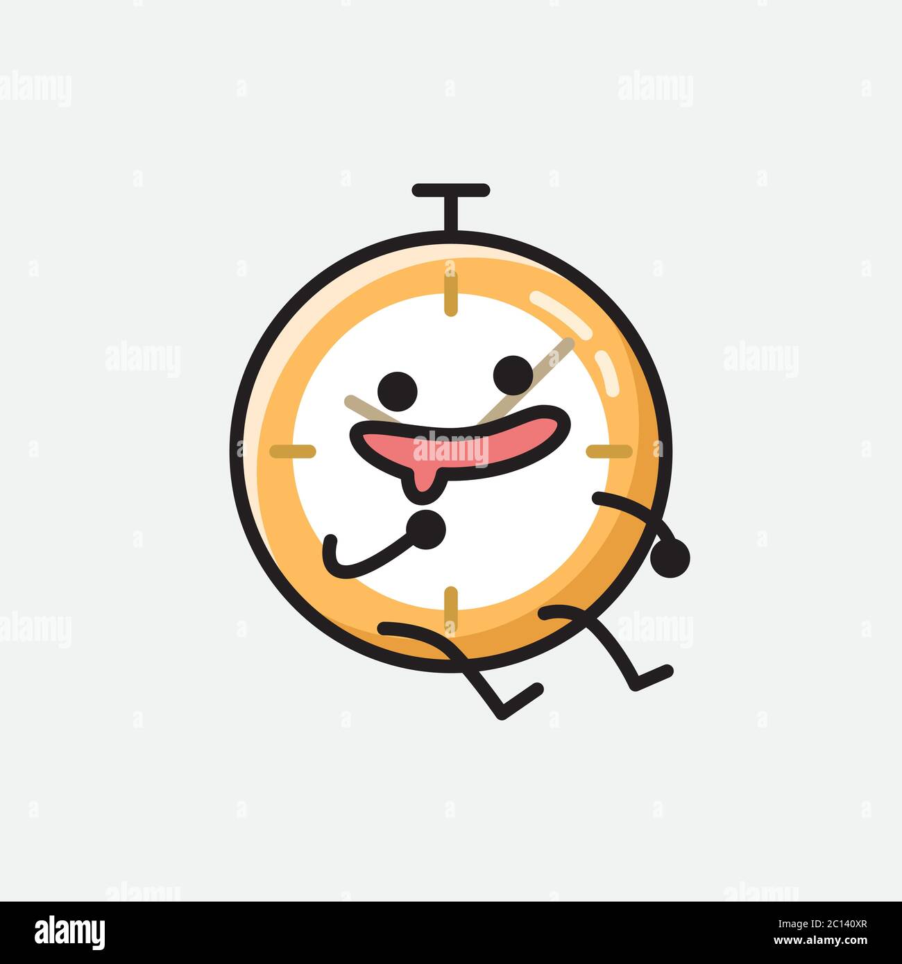 An illustration of Cute Clock Mascot Vector Character in Flat Design ...