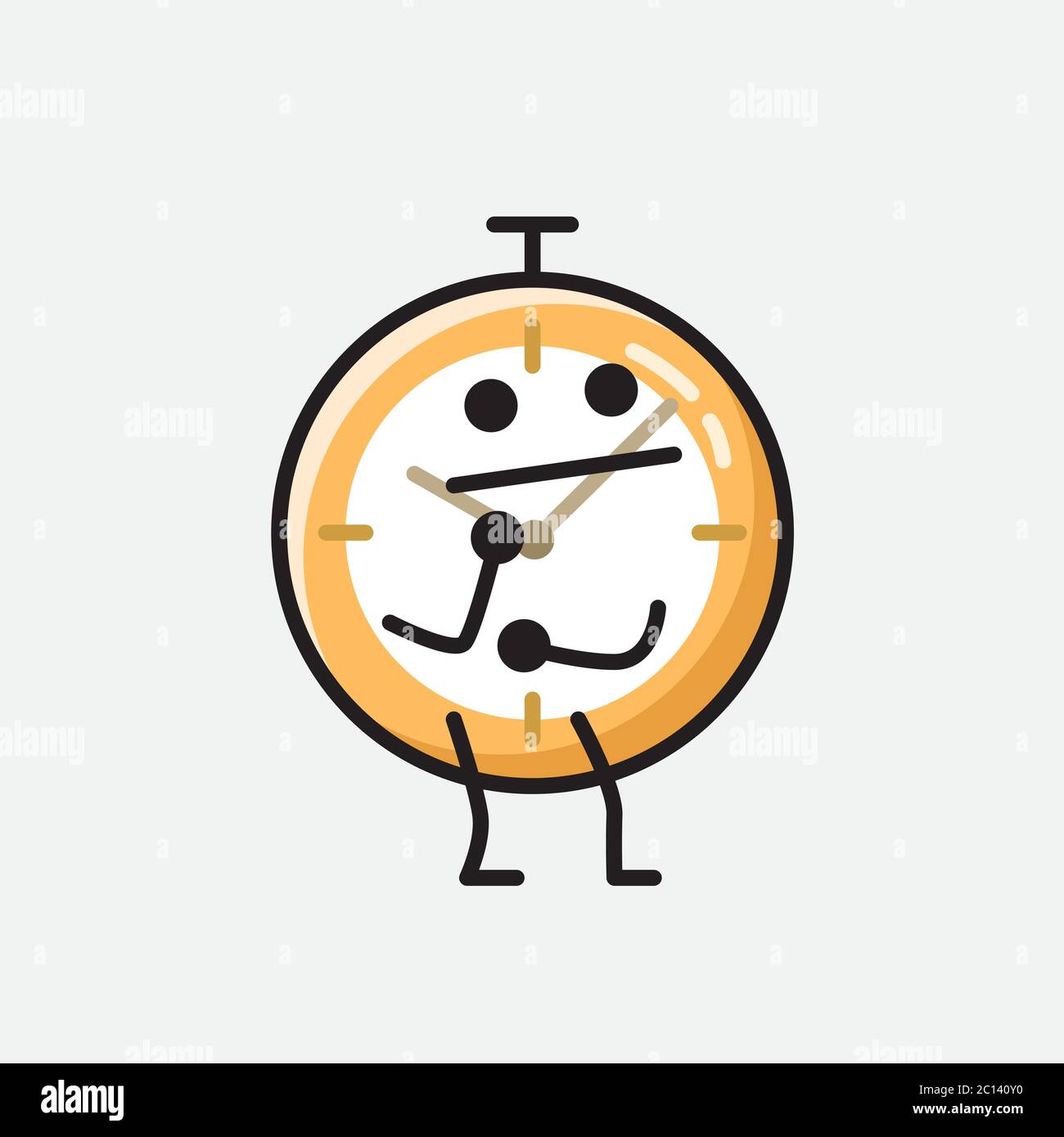 An illustration of Cute Clock Mascot Vector Character in Flat Design ...