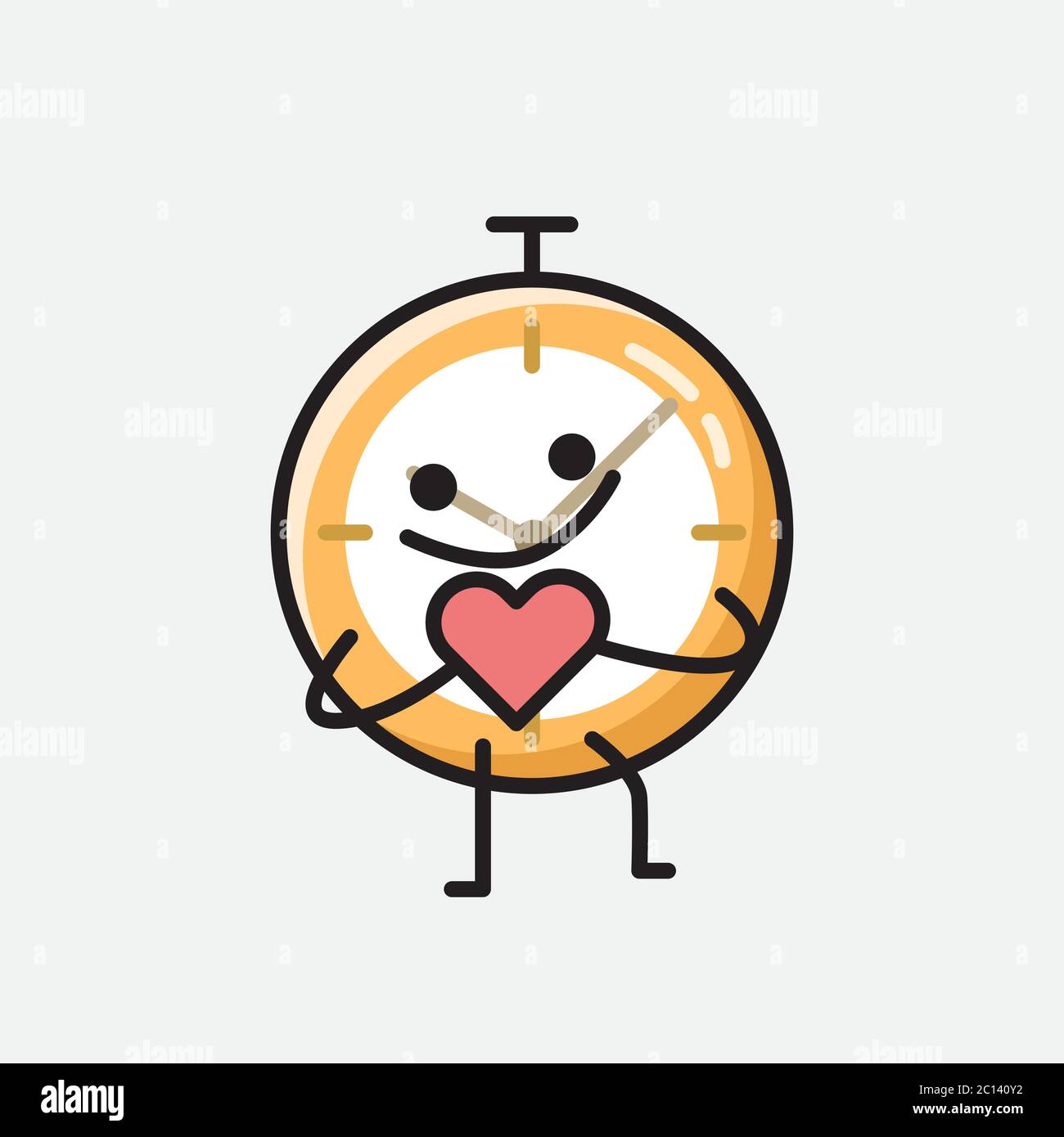 An illustration of Cute Clock Mascot Vector Character in Flat Design ...