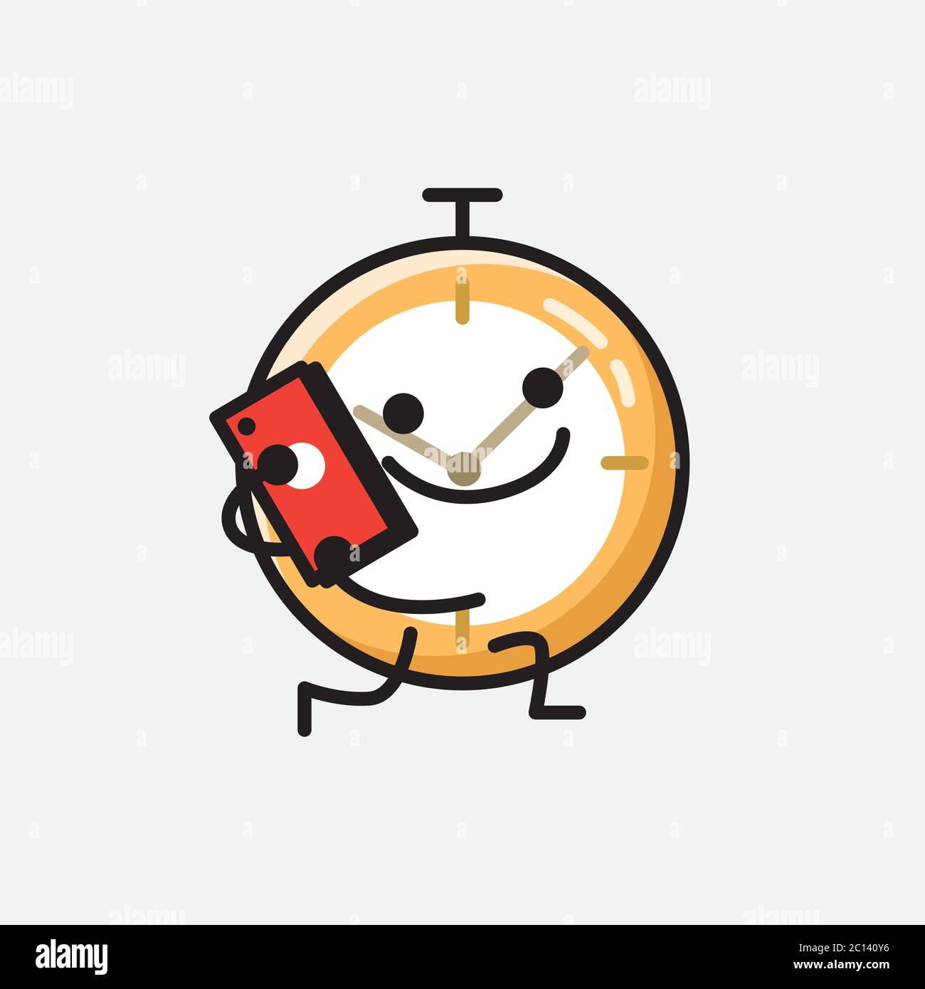 An illustration of Cute Clock Mascot Vector Character in Flat Design ...
