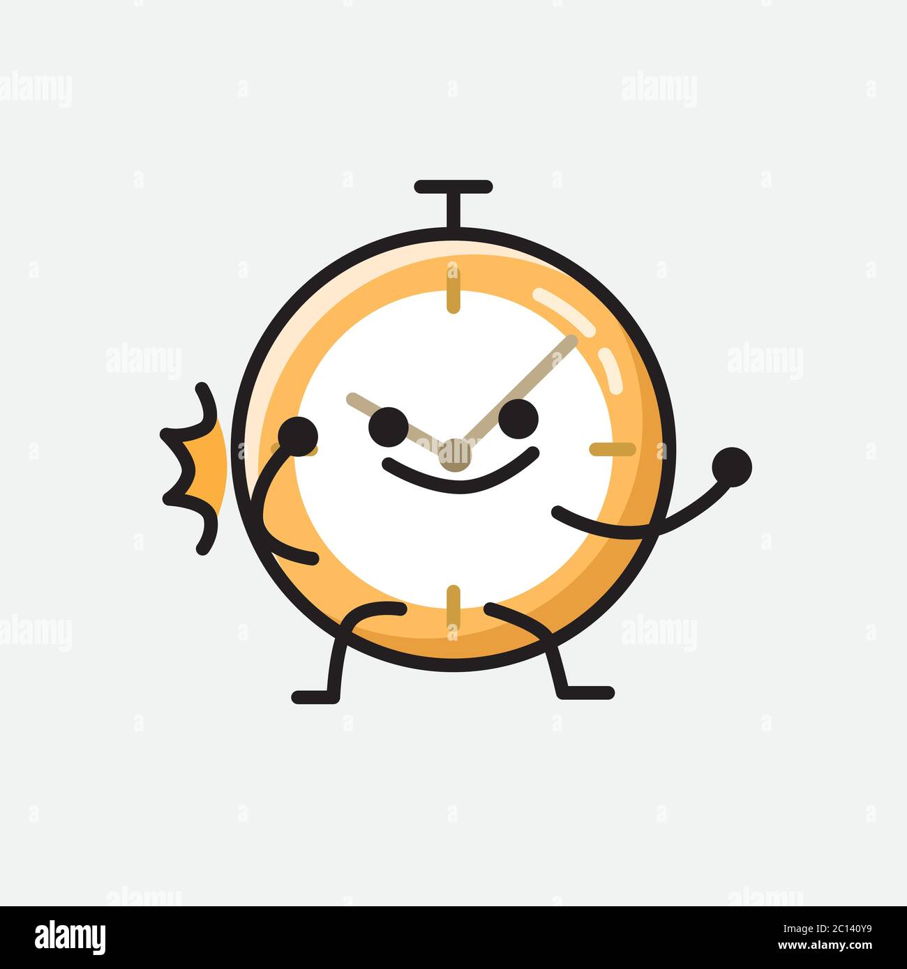An illustration of Cute Clock Mascot Vector Character in Flat Design ...