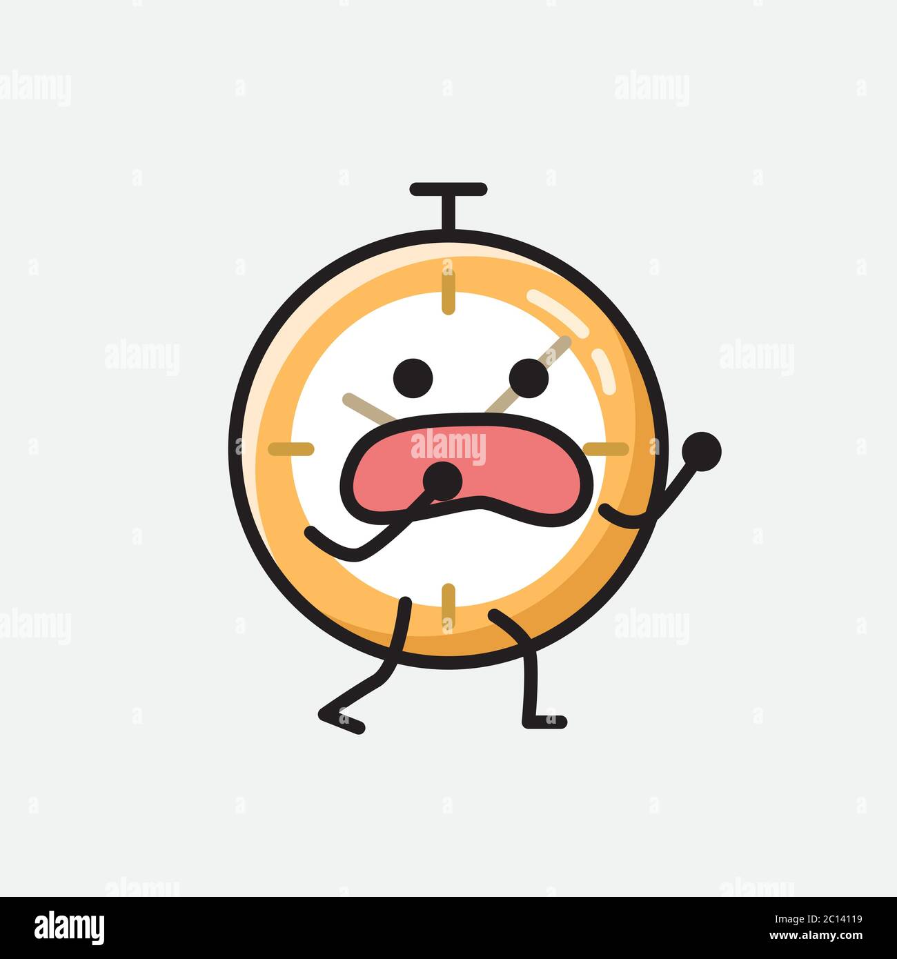 An illustration of Cute Clock Mascot Vector Character in Flat Design ...