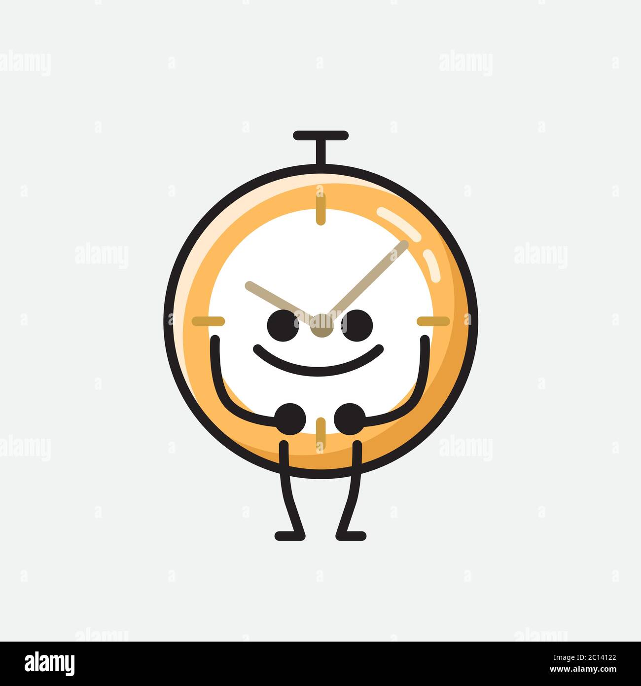 An illustration of Cute Clock Mascot Vector Character in Flat Design ...