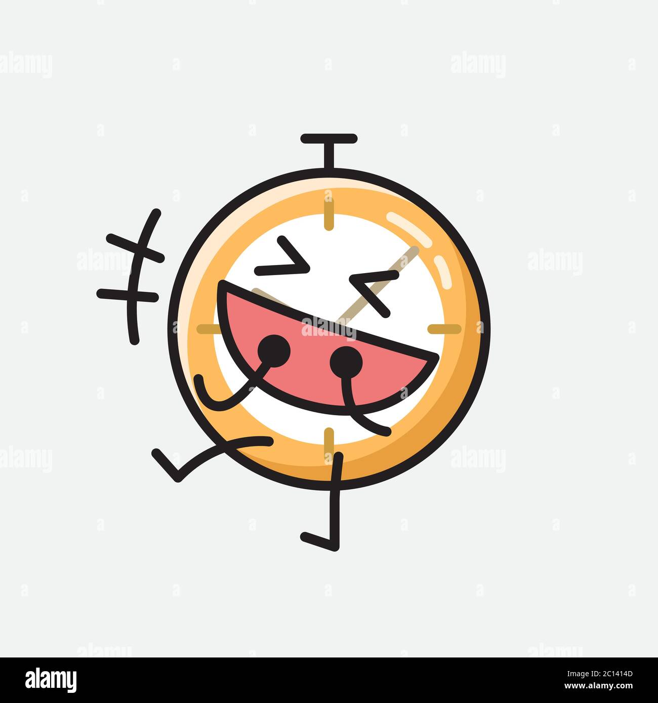 An illustration of Cute Clock Mascot Vector Character in Flat Design ...