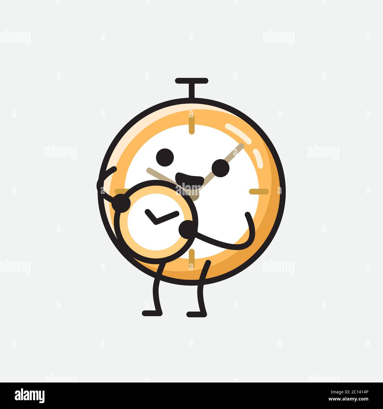 An illustration of Cute Clock Mascot Vector Character in Flat Design ...
