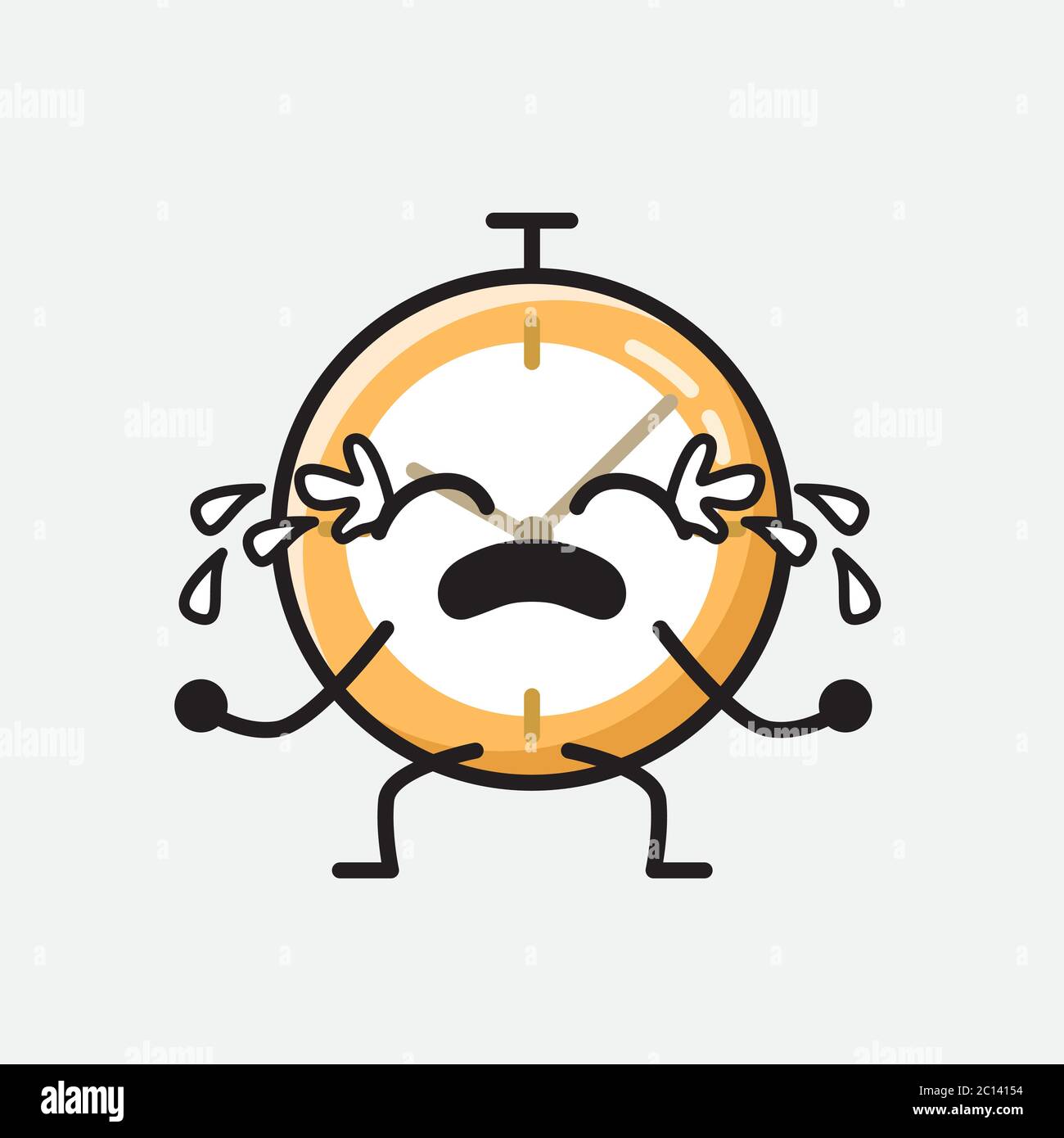 An illustration of Cute Clock Mascot Vector Character in Flat Design ...