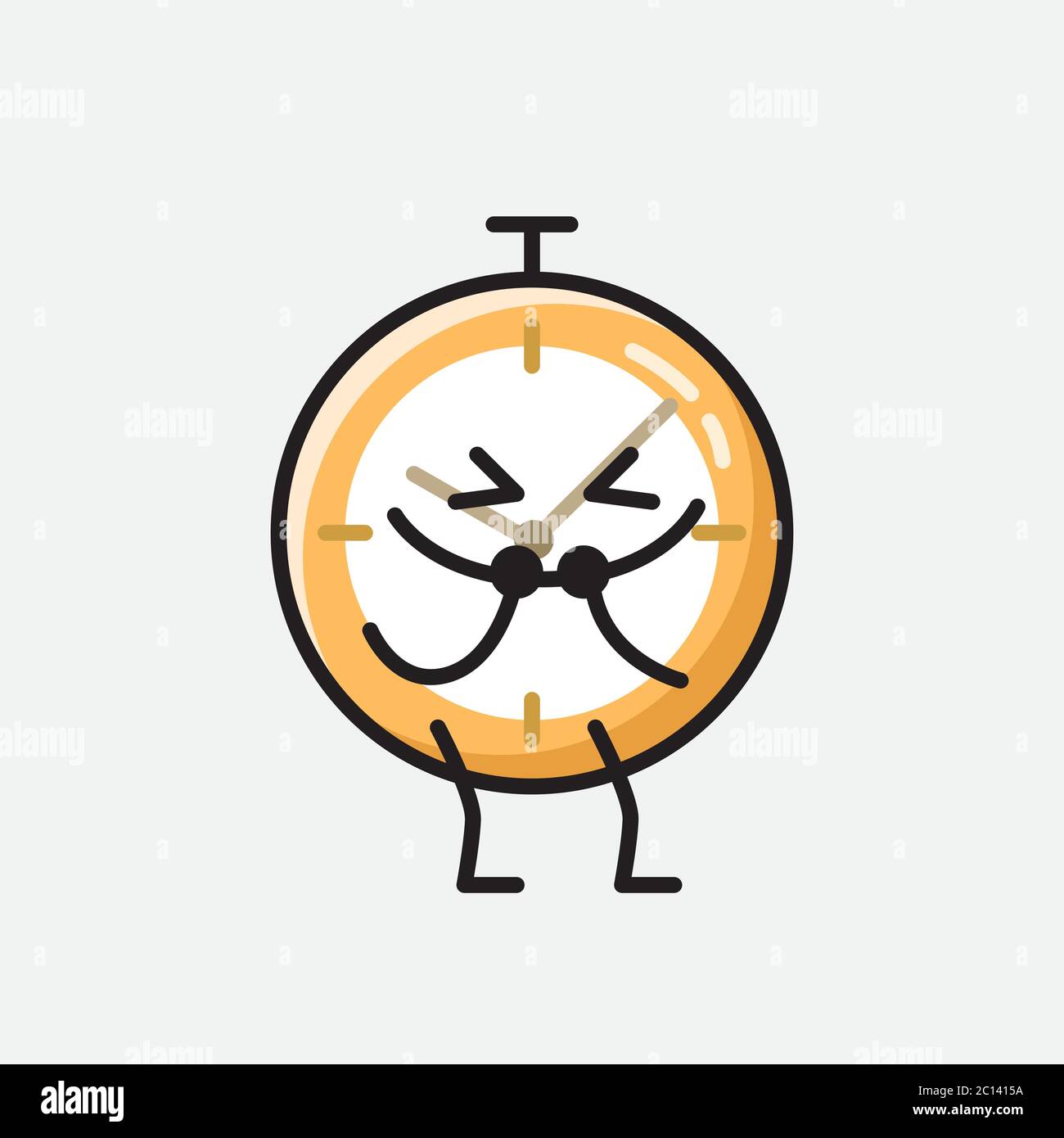 An illustration of Cute Clock Mascot Vector Character in Flat Design ...