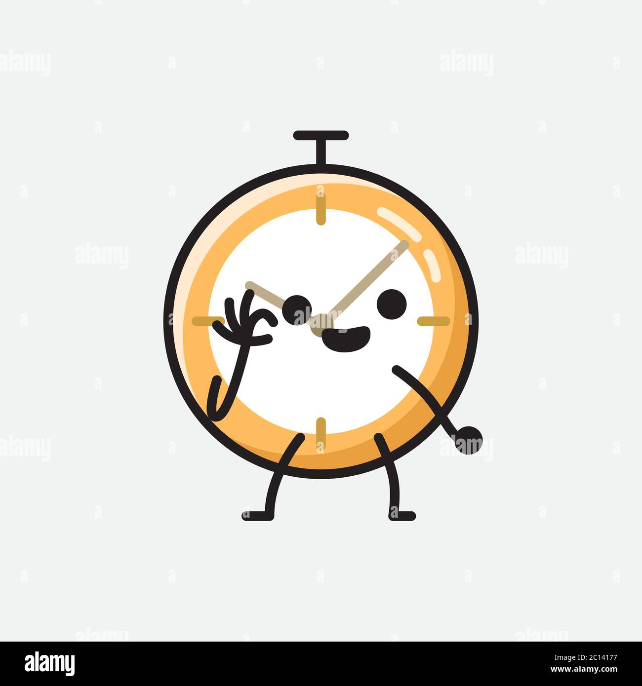 An illustration of Cute Clock Mascot Vector Character in Flat Design ...