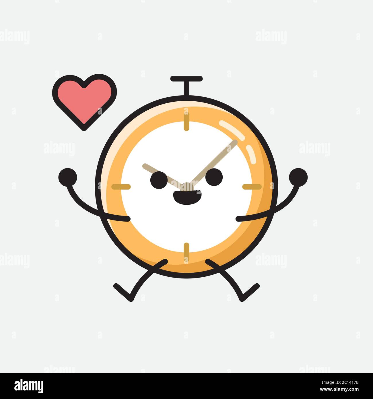 An illustration of Cute Clock Mascot Vector Character in Flat Design ...