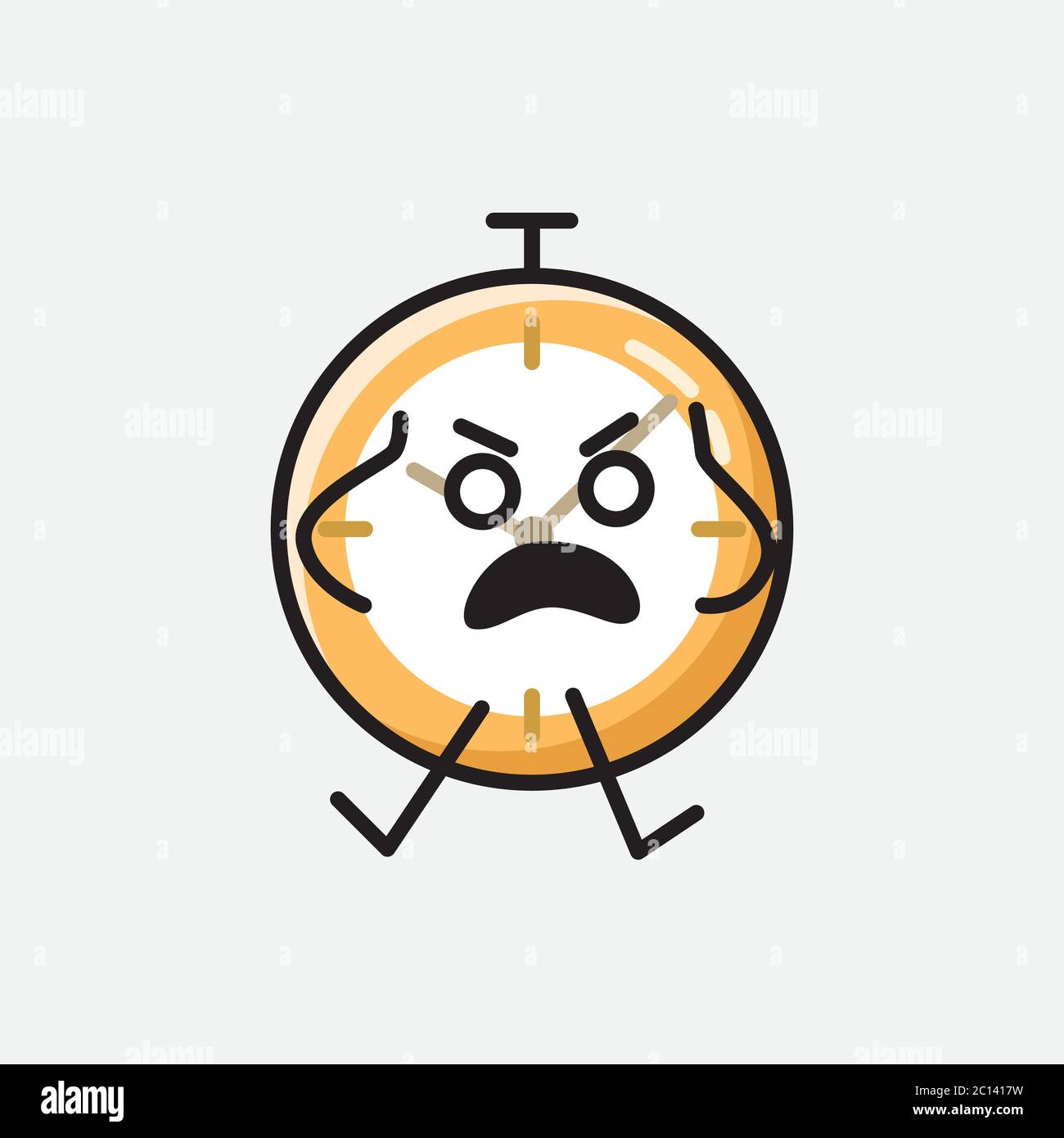 An illustration of Cute Clock Mascot Vector Character in Flat Design ...