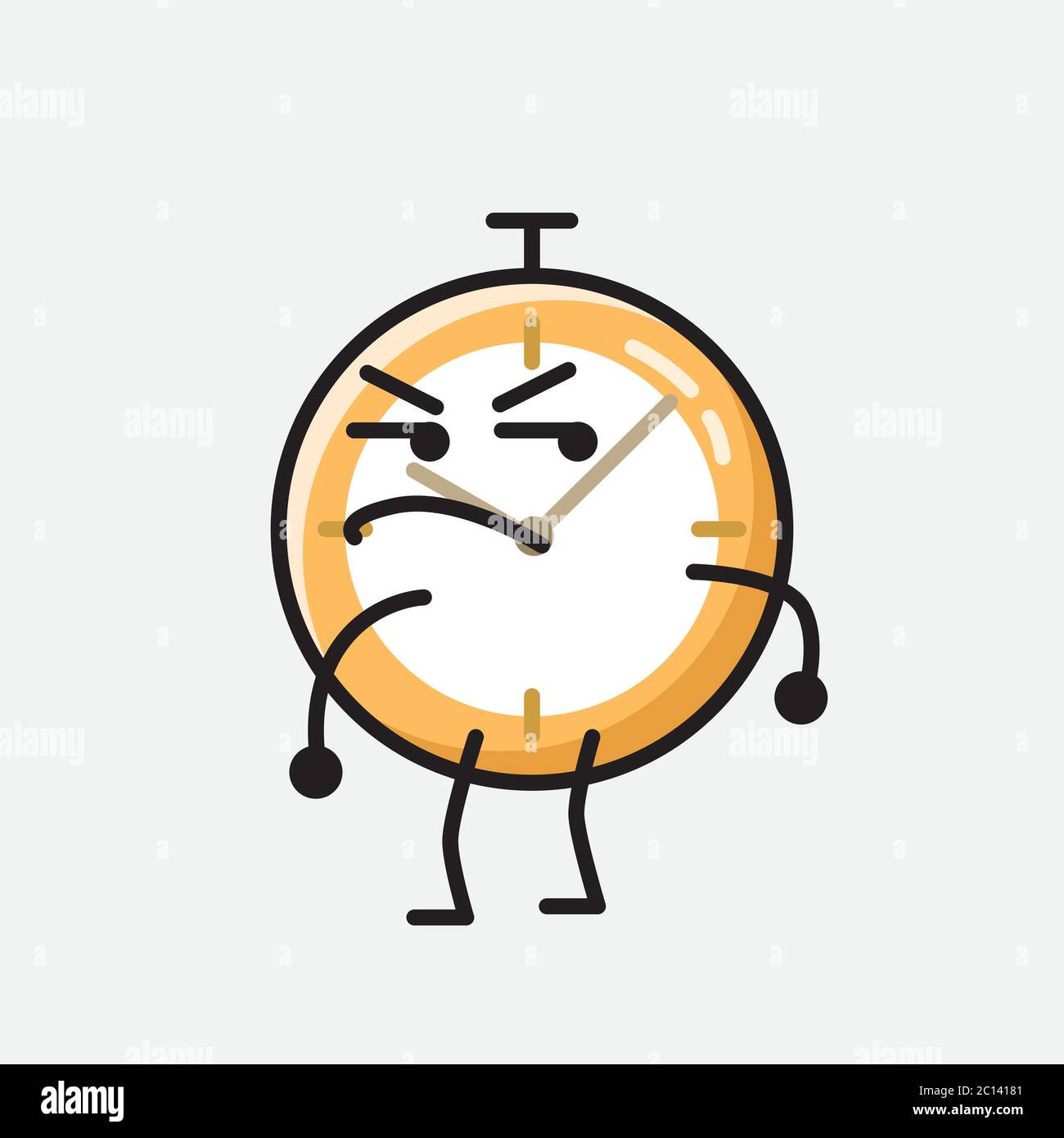 An illustration of Cute Clock Mascot Vector Character in Flat Design ...