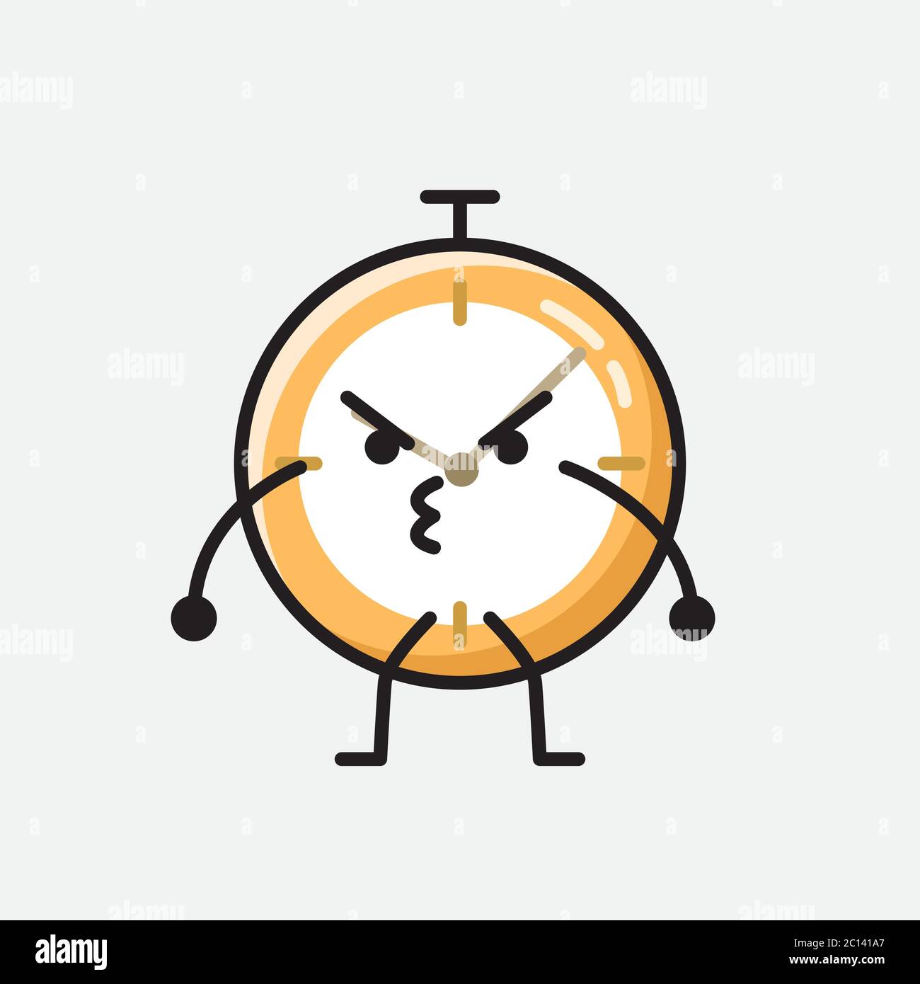 An illustration of Cute Clock Mascot Vector Character in Flat Design ...