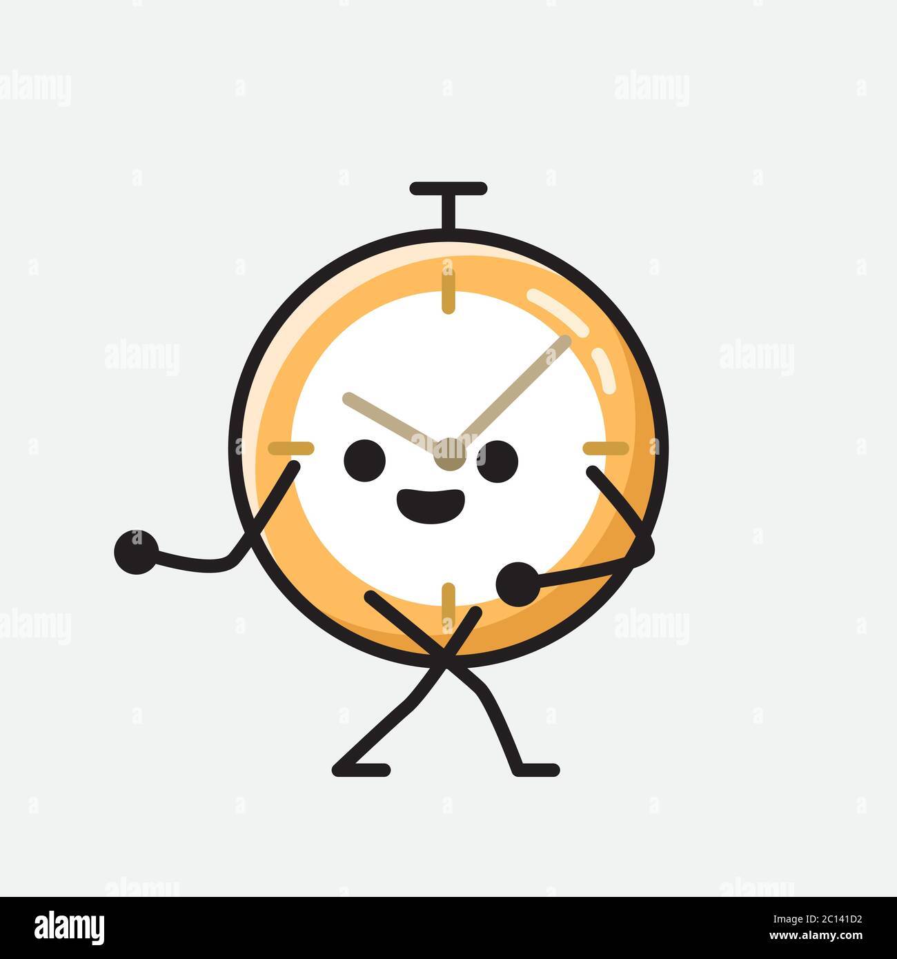 An illustration of Cute Clock Mascot Vector Character in Flat Design ...