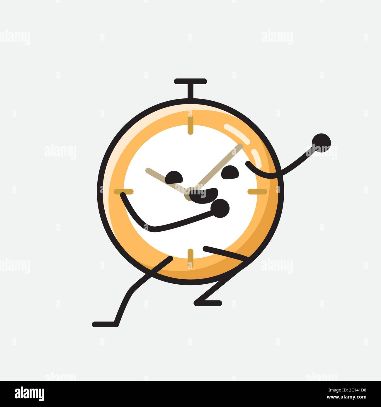 An illustration of Cute Clock Mascot Vector Character in Flat Design ...