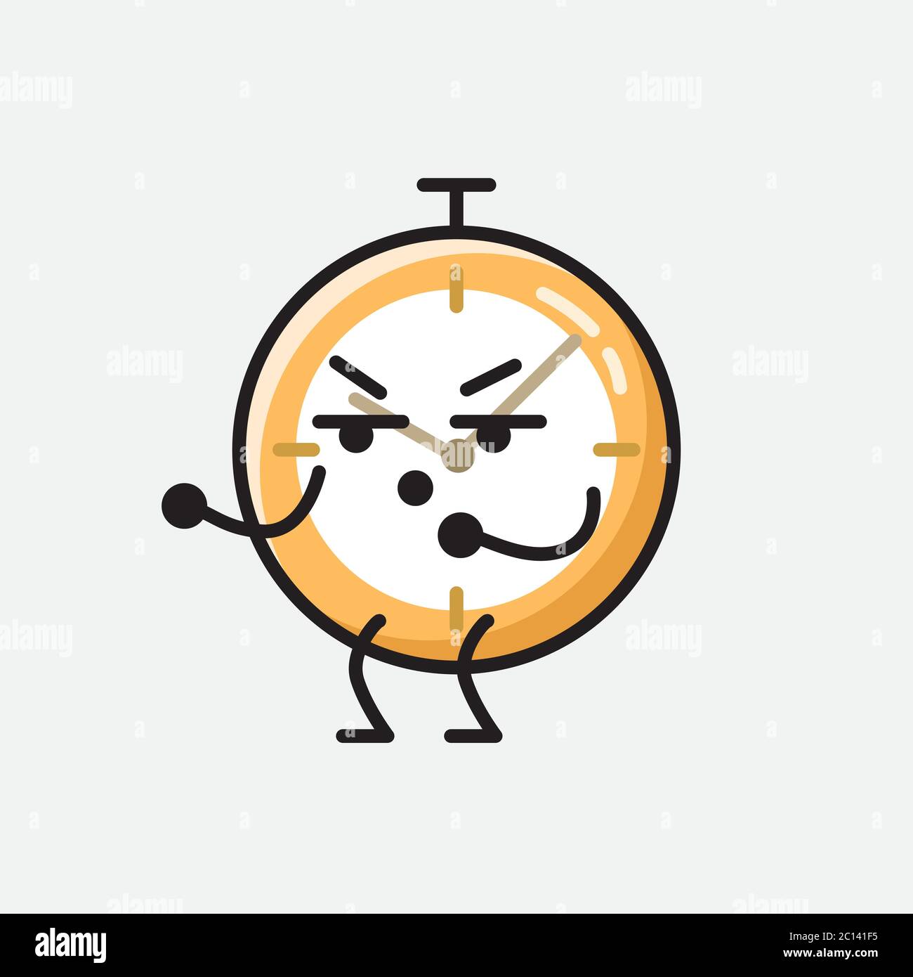 An illustration of Cute Clock Mascot Vector Character in Flat Design ...