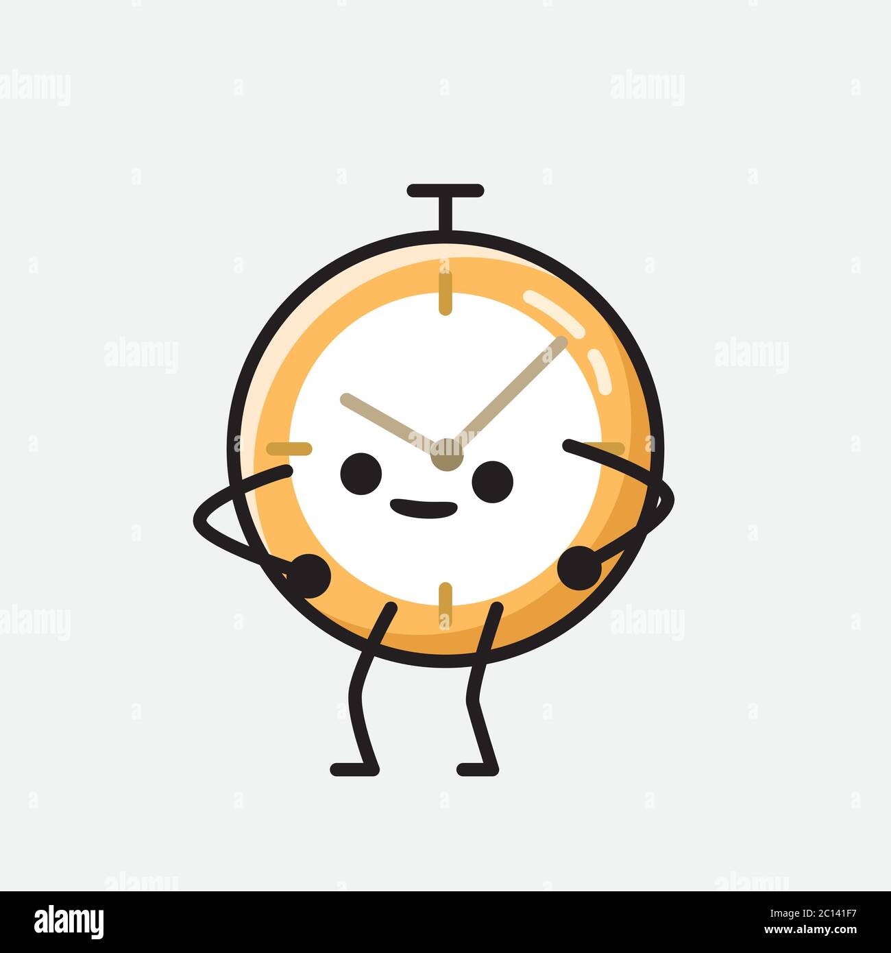 An illustration of Cute Clock Mascot Vector Character in Flat Design ...