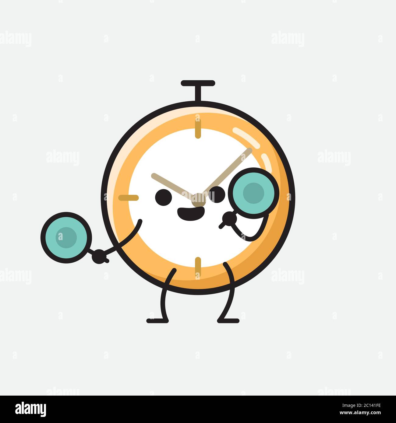 An illustration of Cute Clock Mascot Vector Character in Flat Design ...