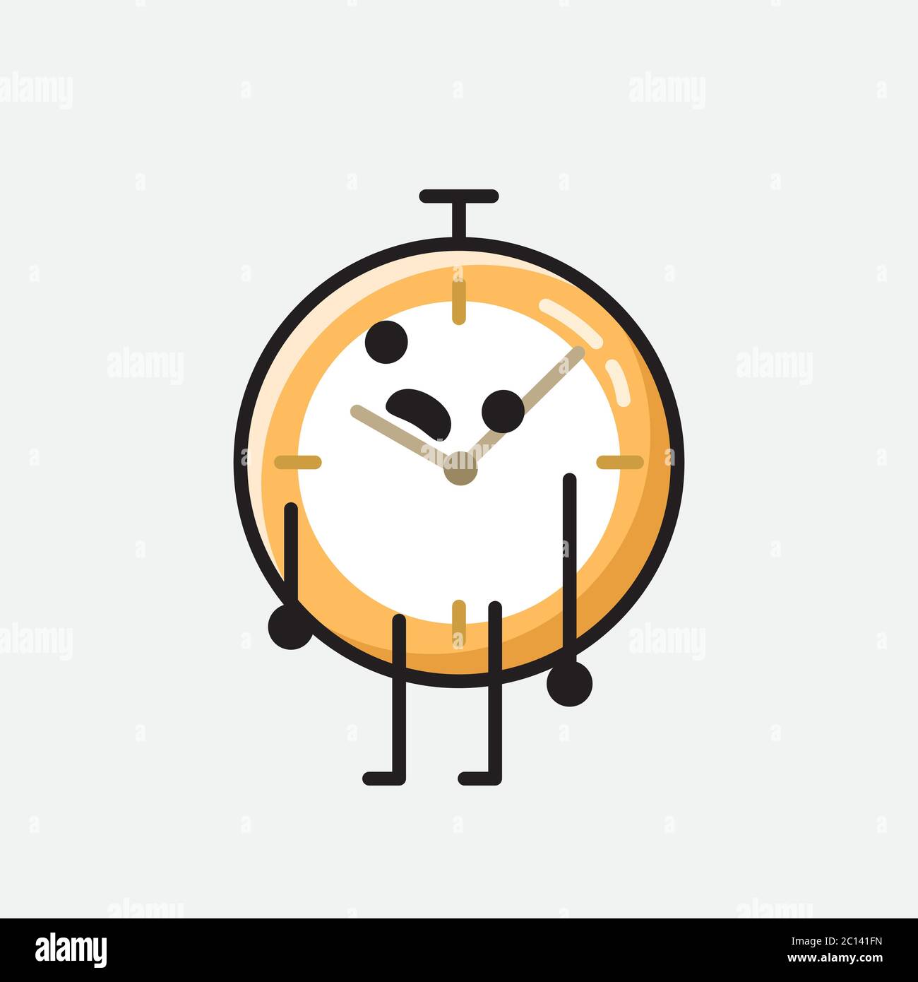 An illustration of Cute Clock Mascot Vector Character in Flat Design ...