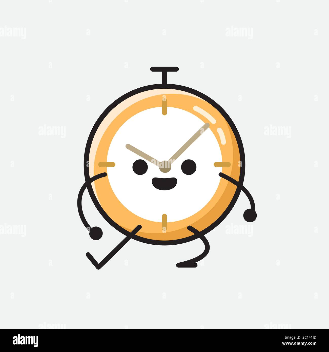 An illustration of Cute Clock Mascot Vector Character in Flat Design ...