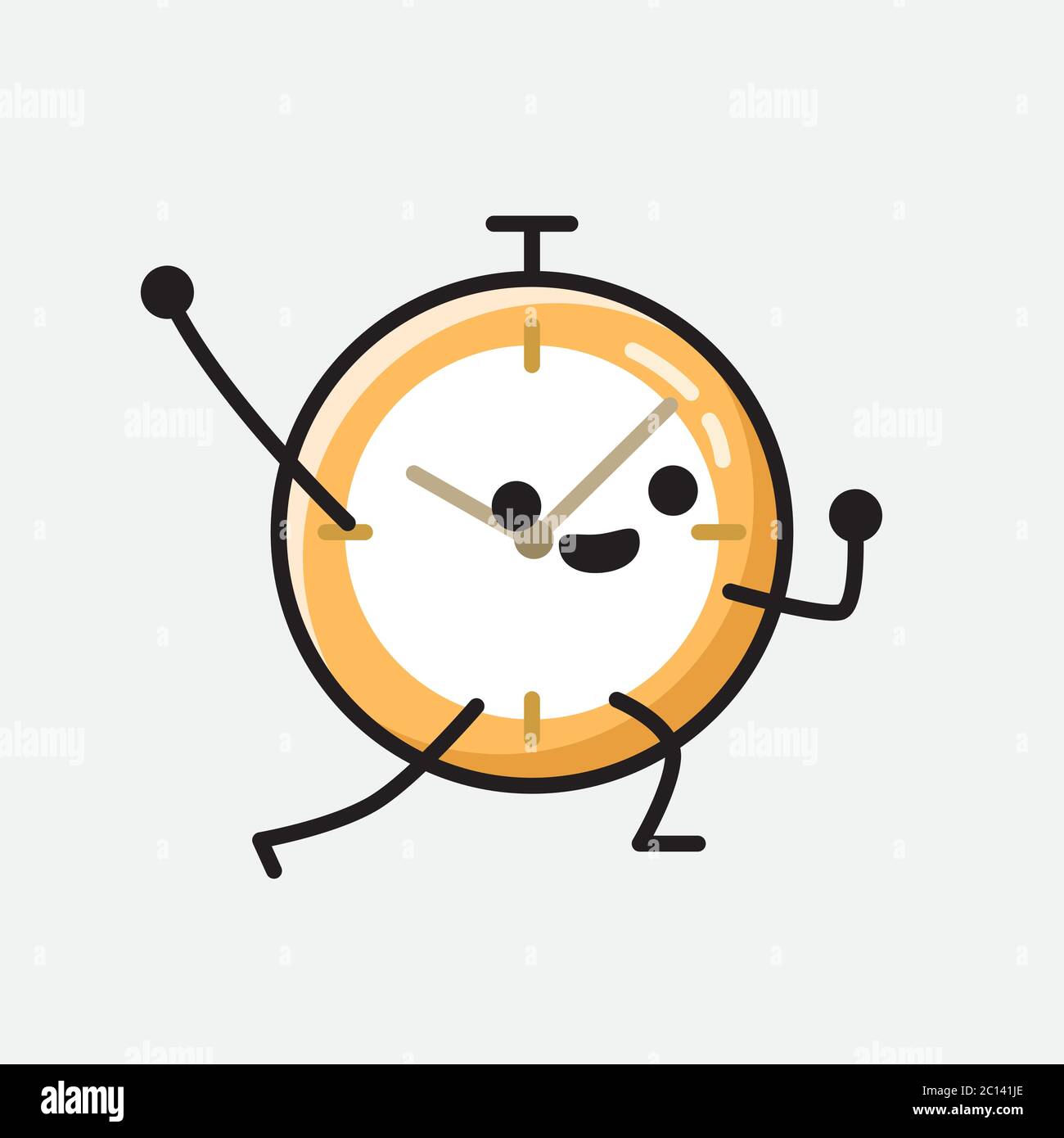 An illustration of Cute Clock Mascot Vector Character in Flat Design ...