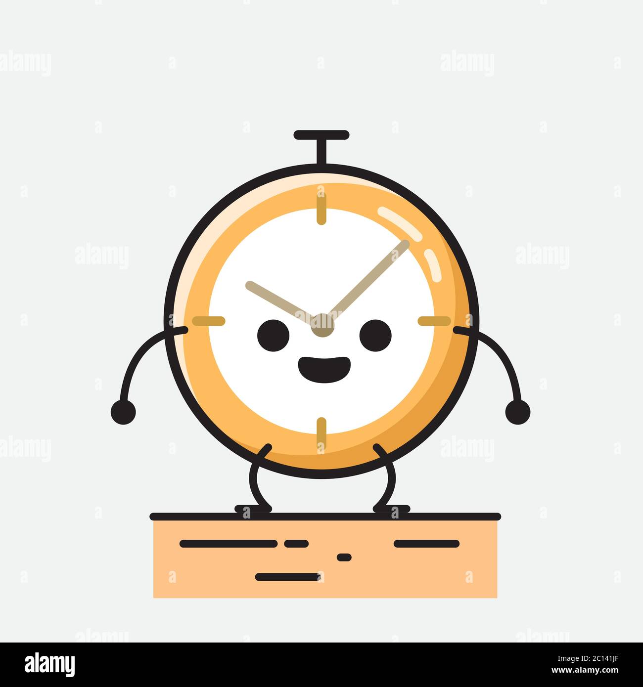 An illustration of Cute Clock Mascot Vector Character in Flat Design ...