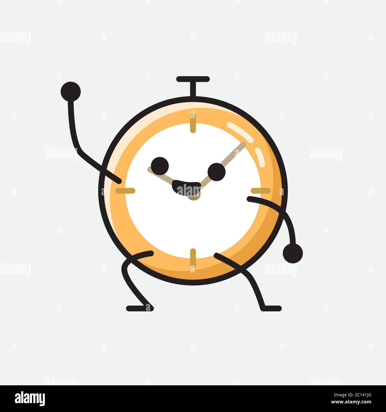 An illustration of Cute Clock Mascot Vector Character in Flat Design ...