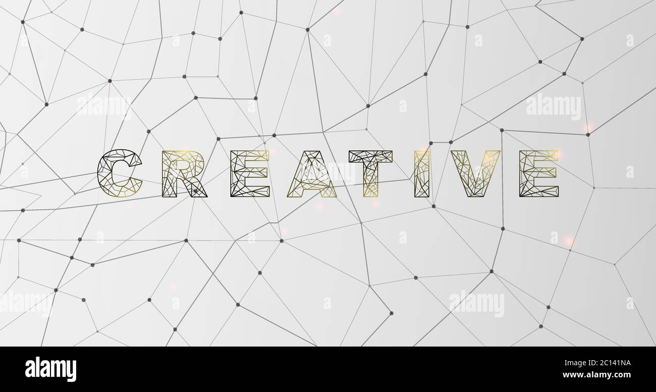 Polygon word CREATIVE on grey background, vector illustration Stock ...