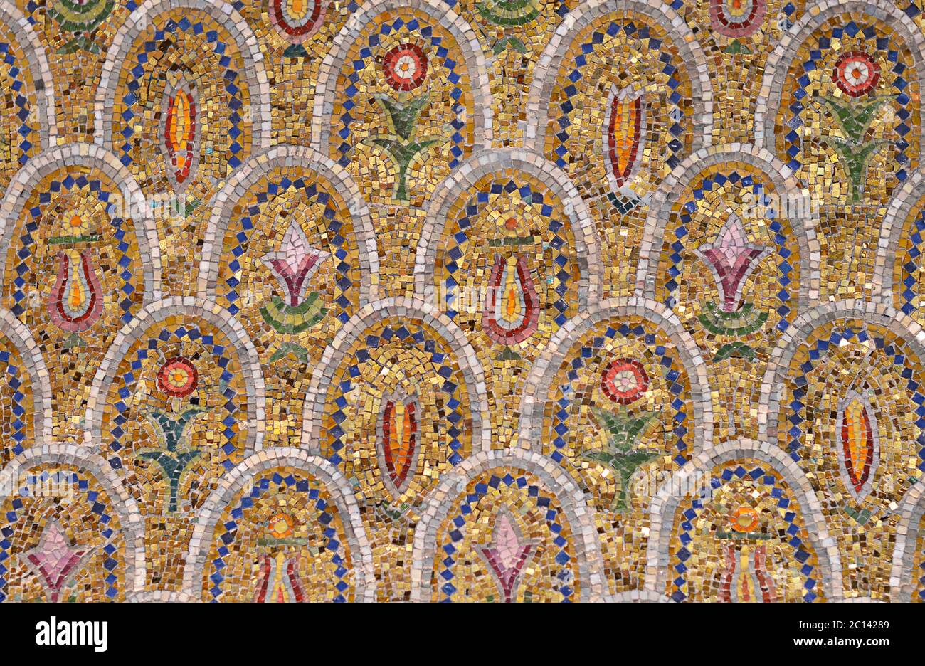 The wall in the temple of colorful mosaic Stock Photo - Alamy