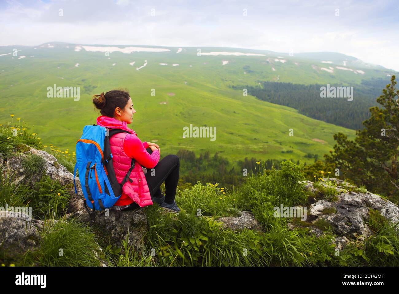 Hiker backpack relaxing on top hi-res stock photography and images - Alamy