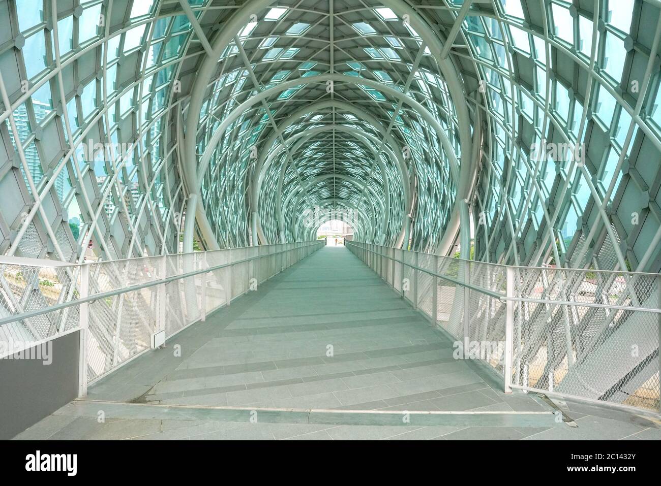 Kuala Lumpur, Malaysia - June 11, 2020: Saloma Link pedestrian bridge ...