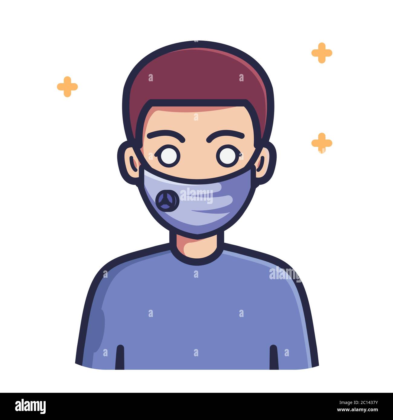 Man wearing N95 face mask vector illustration. Flat cartoon style Stock ...
